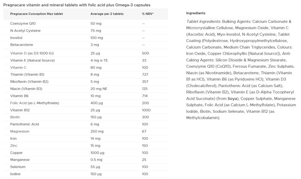 Vitabiotics Pregnacare Conception Max 84 pcs - glamitup.pk