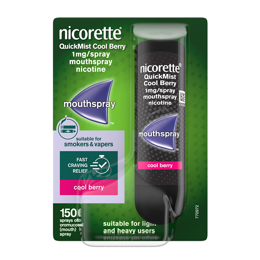 Nicorette QuickMist 1mg/Spray Mouthspray Cool Berry - glamitup.pk